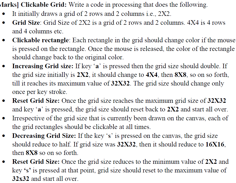 Solved Iarks] Clickable Grid: Write a code in processing | Chegg.com