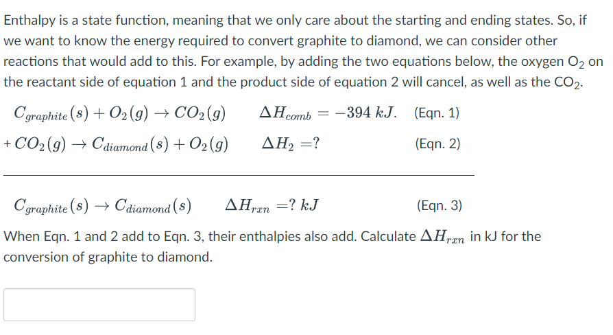 Solved Enthalpy is a state function, meaning that we only | Chegg.com