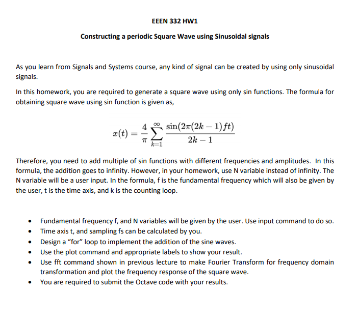 Solved EEEN 332 HW1 Constructing a periodic Square Wave | Chegg.com