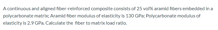 Solved A continuous and aligned fiber-reinforced composite | Chegg.com