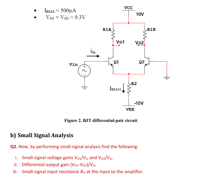 Solved For both of ﻿the BJT's B =100, R1A=R1B=2800 ﻿ohm. | Chegg.com
