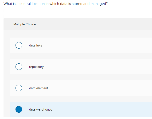 Solved What is a central location in which data is stored | Chegg.com