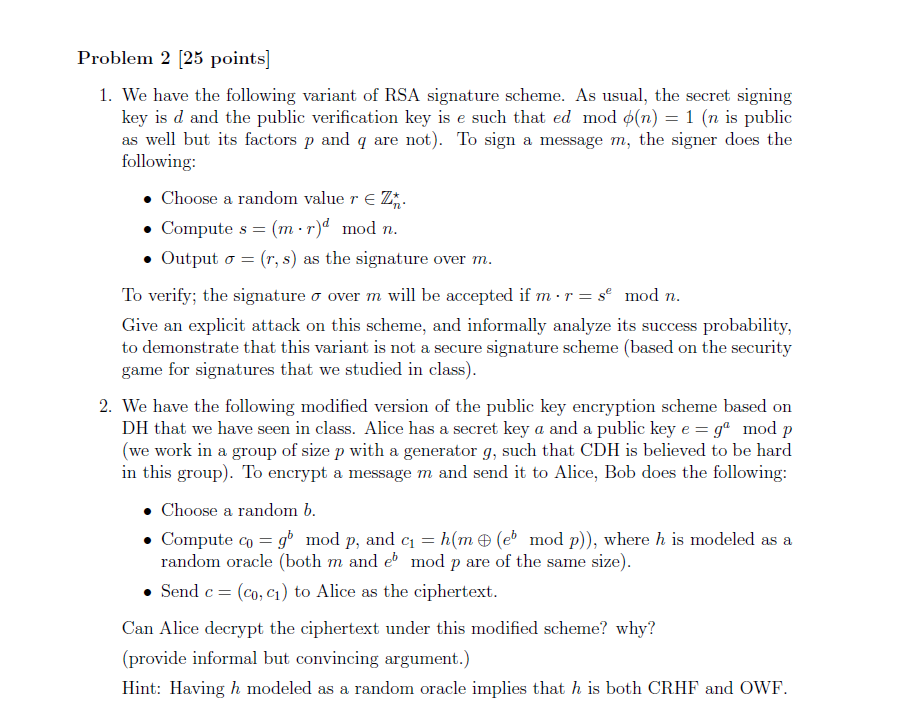 Problem 2 25 points] 1. We have the following variant | Chegg.com