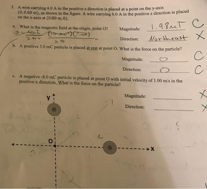 Solved A wire carrying 4.0 A in the positive z direction is | Chegg.com