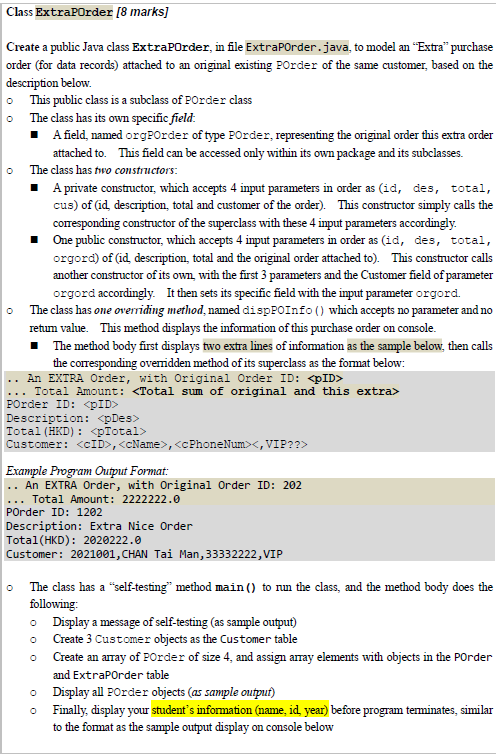 Enhancing a Java Program to Model and Handle | Chegg.com