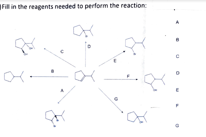 Solved Fill in the reagents needed to perform the reaction: | Chegg.com
