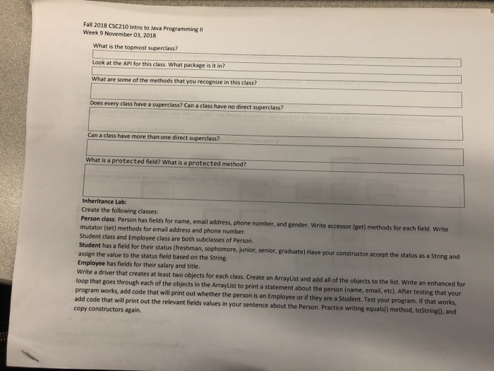 Solved Fall 2018 CSC210 Intro To Java Programming II Week 9 Chegg