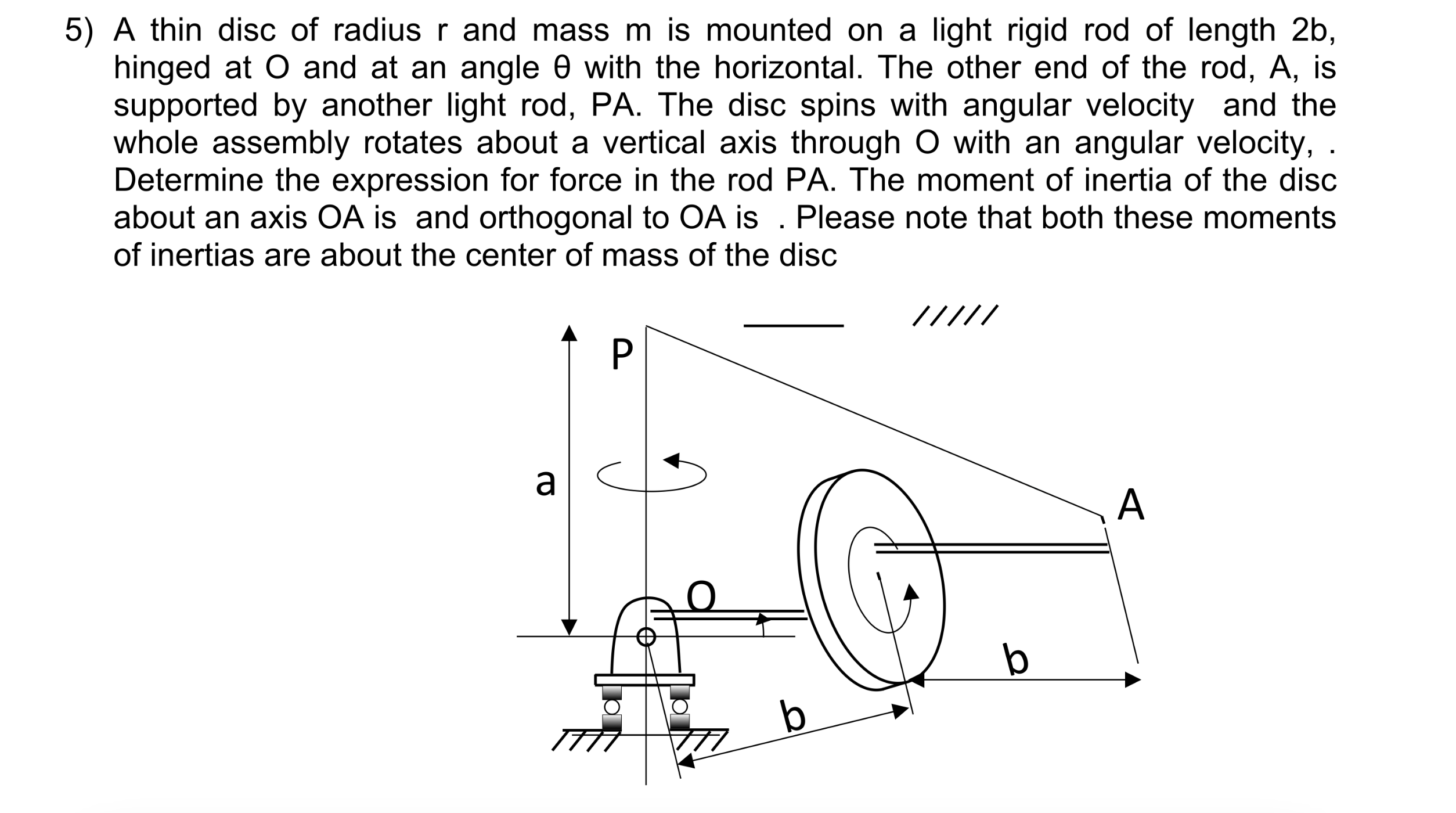 Solved 5) ﻿A thin disc of radius \( ﻿r \) ﻿and mass \( ﻿m \) | Chegg.com