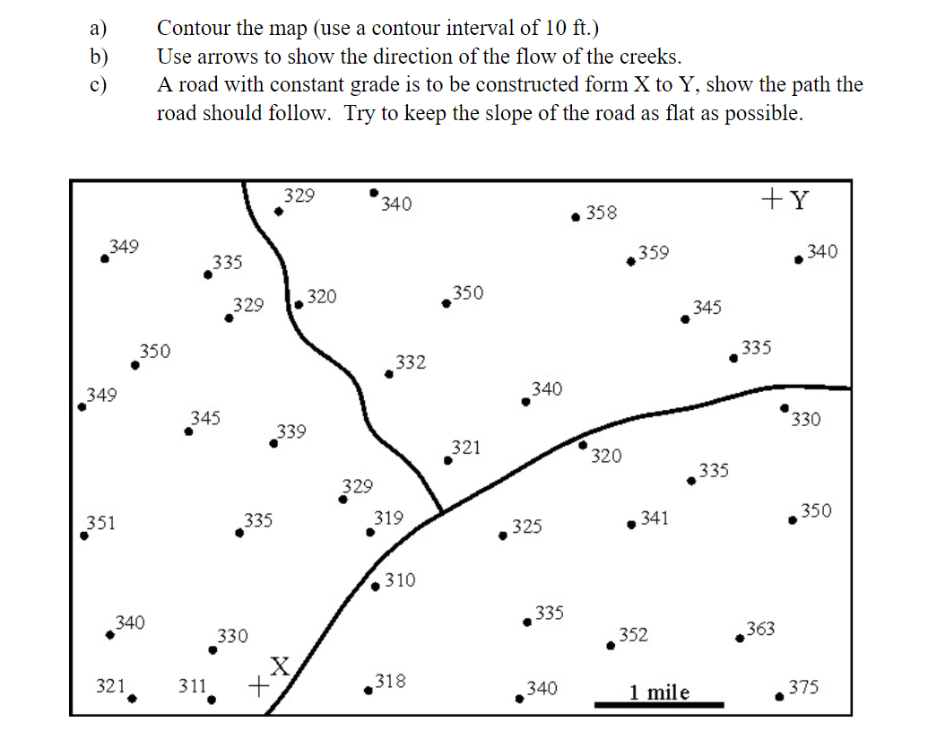 Solved a) b) c) Contour the map (use a contour interval of | Chegg.com