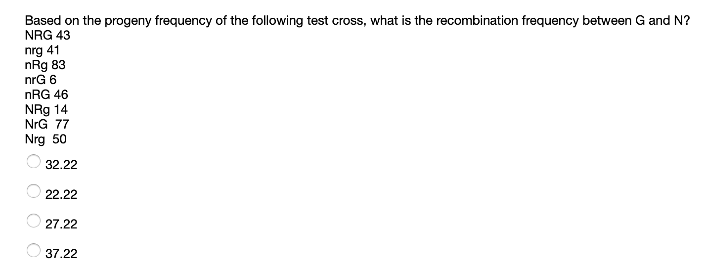 Solved Based on the progeny frequency of the following test | Chegg.com
