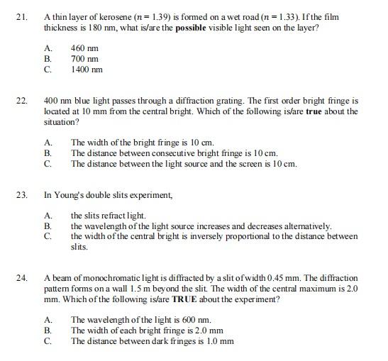 Solved Each question has at least one correct answer. It may | Chegg.com