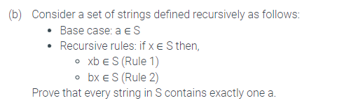 Solved b) Consider a set of strings defined recursively as | Chegg.com