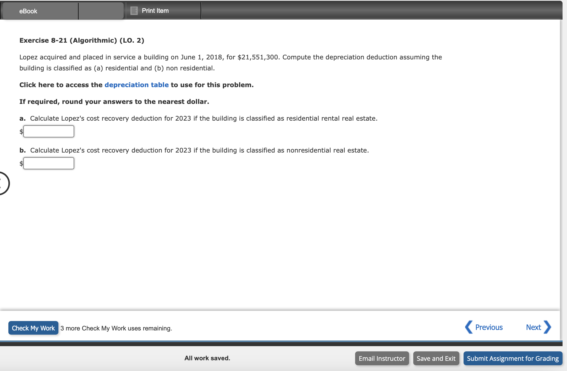 Solved Exercise 8-21 (Algorithmic) (LO. 2) Lopez acquired | Chegg.com