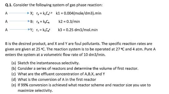 Solved Q.1. Consider the following system of gas phase | Chegg.com