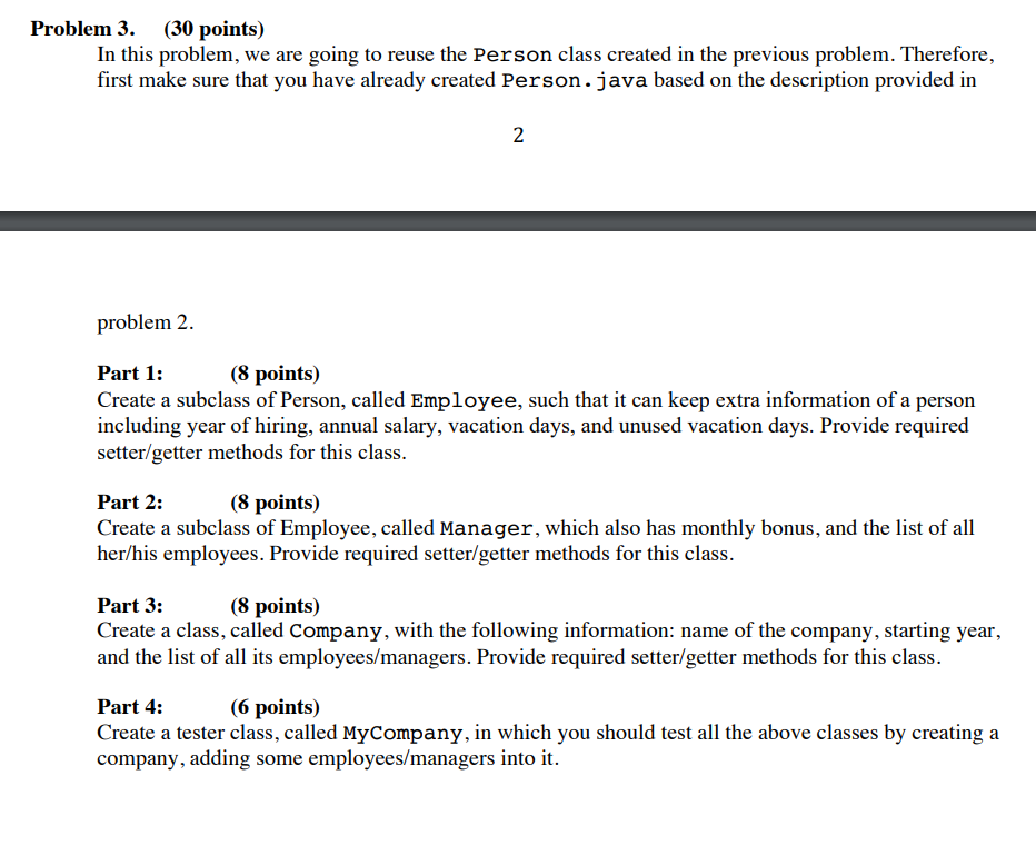 Solved Person.java class public class Person { private | Chegg.com