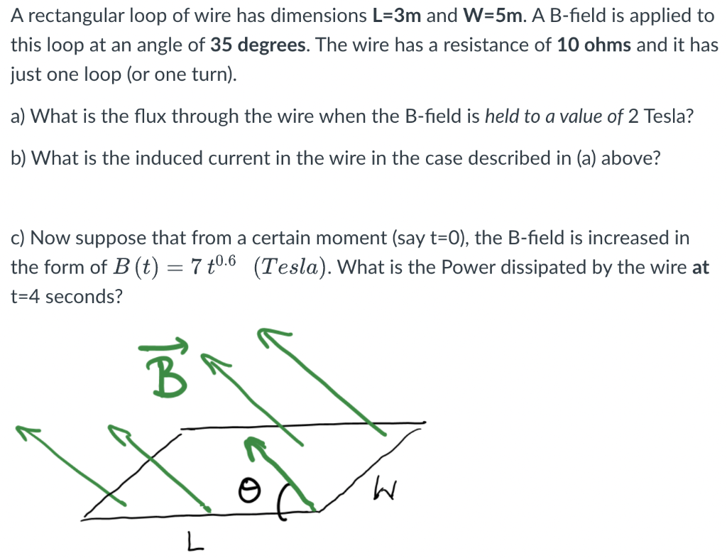 Solved A rectangular loop of wire has dimensions L=3m and | Chegg.com