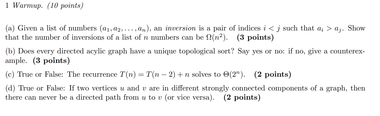 Solved (a) Given a list of numbers (a1,a2,…,an), an | Chegg.com