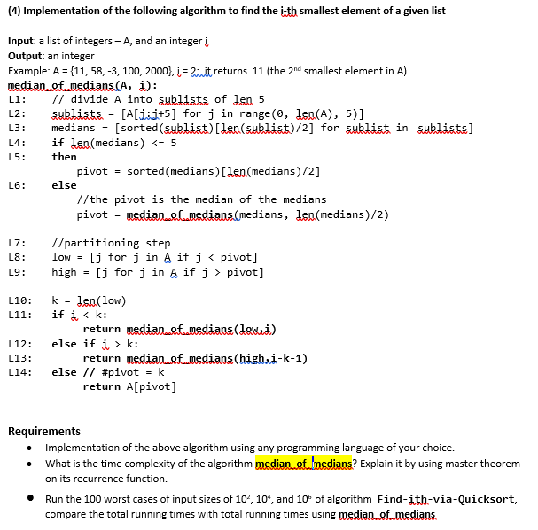 Solved (4) Implementation of the following algorithm to find | Chegg.com