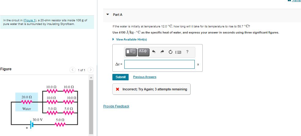 Solved In the circuit in a 20-ohm resistor sits inside 106 g | Chegg.com