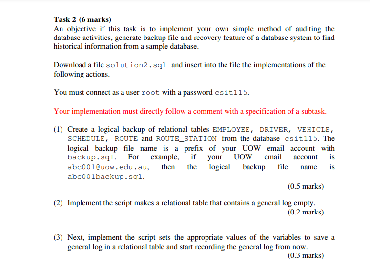 Task 2 (6 marks) An objective if this task is to | Chegg.com Task 2 (6 marks) An objective if this task is to | Chegg.com