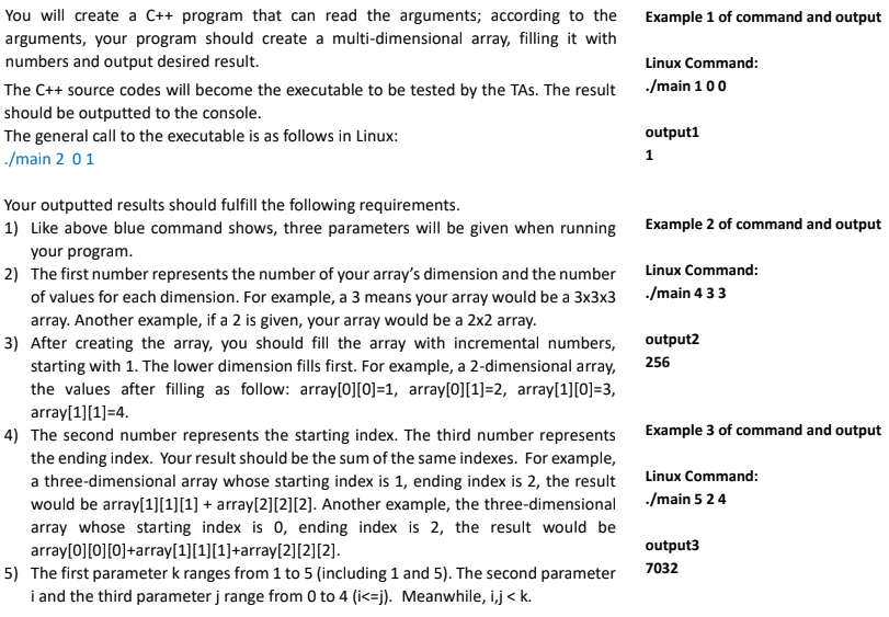 Solved Example 1 of command and output You will create a C++ | Chegg.com