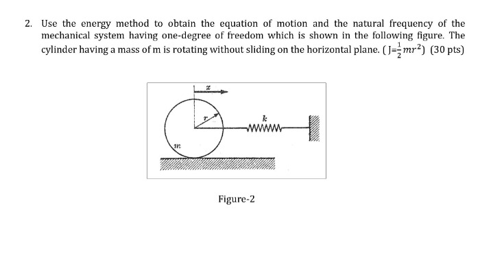 Solved 2. Use the energy method to obtain the equation of | Chegg.com