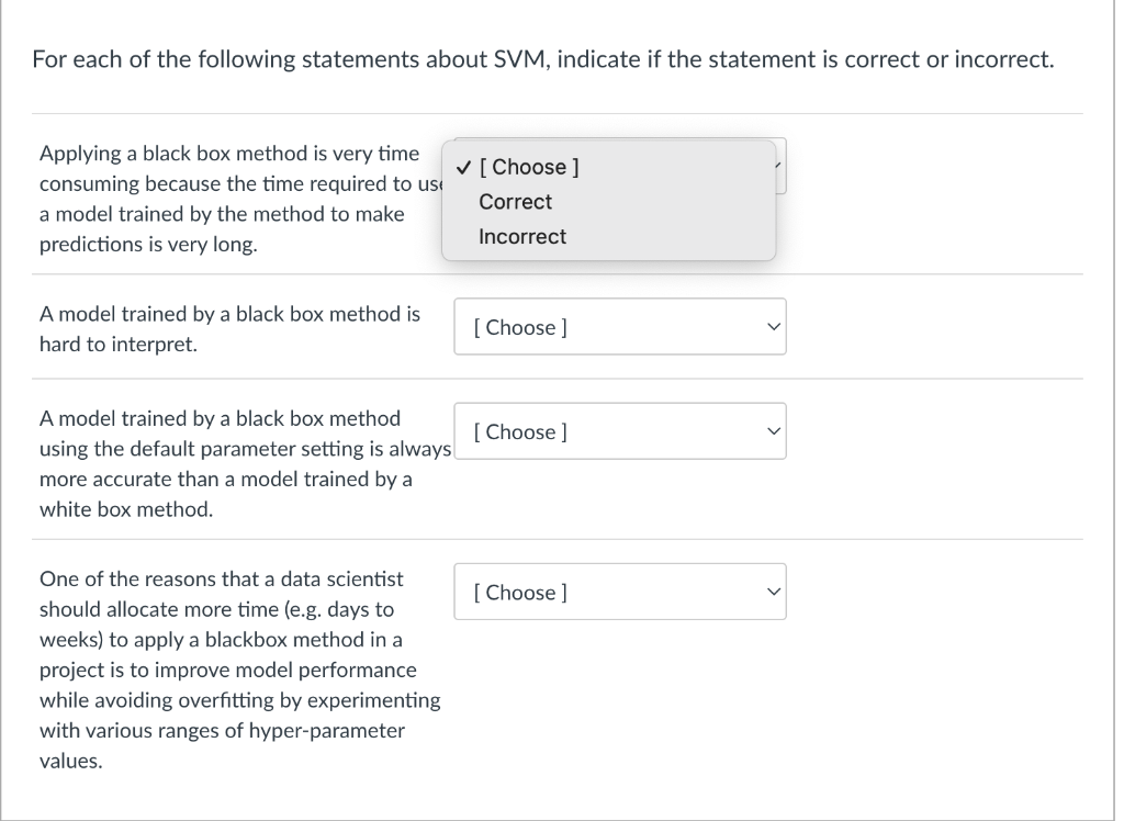 Solved For each of the following statements about SVM, | Chegg.com