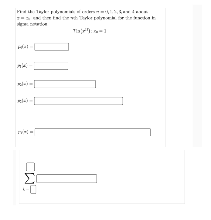 Solved Find the Taylor polynomials of orders n=0,1,2,3, and | Chegg.com