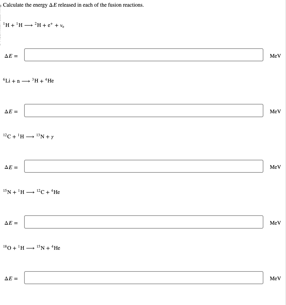Solved Calculate the energy ΔE released in each of the | Chegg.com