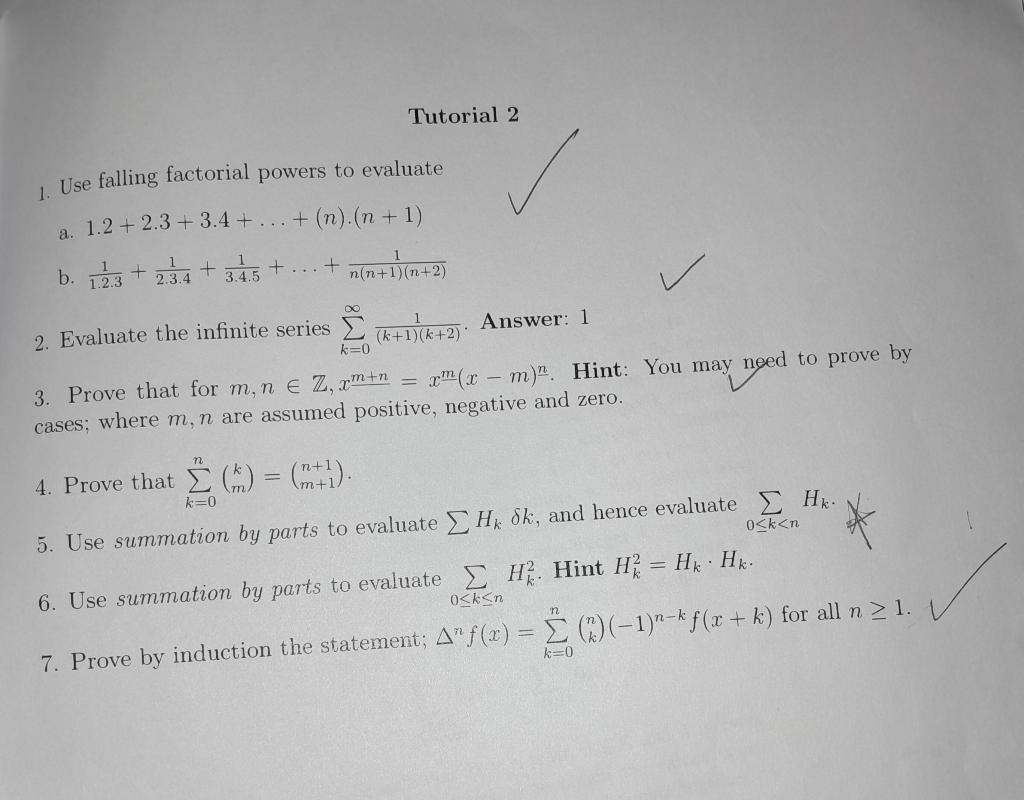 Solved Tutorial 2 1. Use falling factorial powers to | Chegg.com