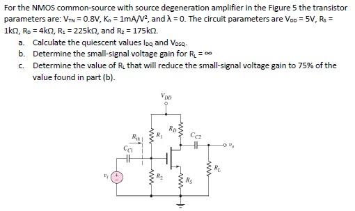 Solved = For the NMOS common-source with source degeneration | Chegg.com