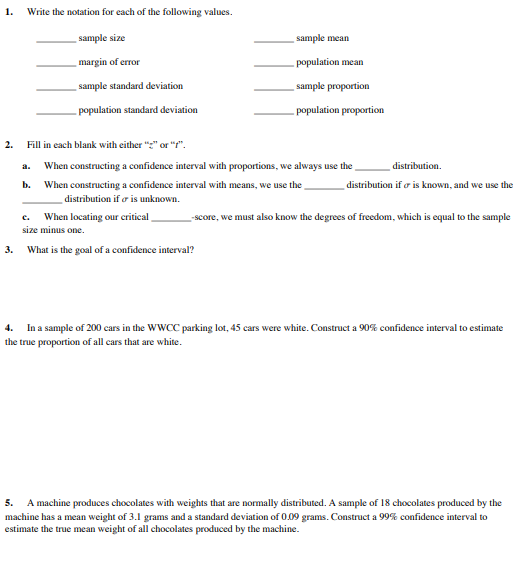 Solved 1. Write the notation for each of the following | Chegg.com