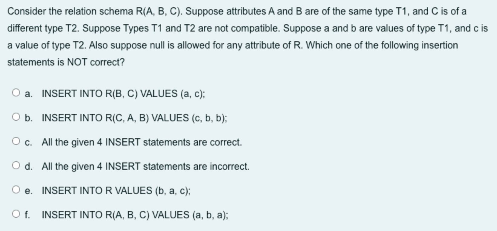 Solved Consider the relation schema R(A, B, C). Suppose | Chegg.com