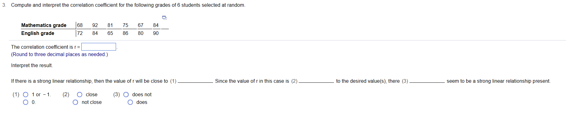 Solved 3. Compute and interpret the correlation coefficient | Chegg.com