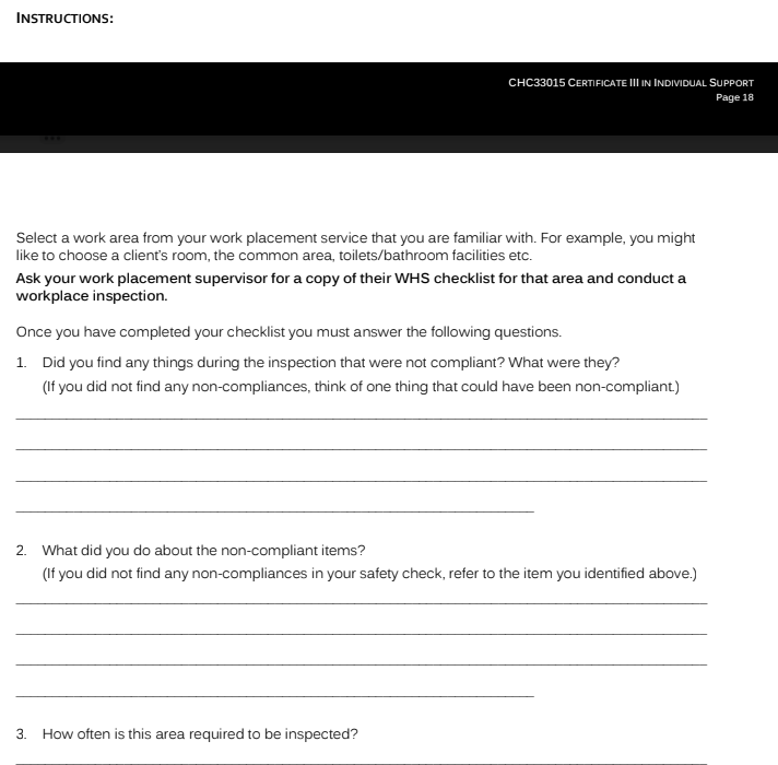 STUDENT ASSESSMENT BOOKLET CHC33015 CERTIFICATE II... | Chegg.com