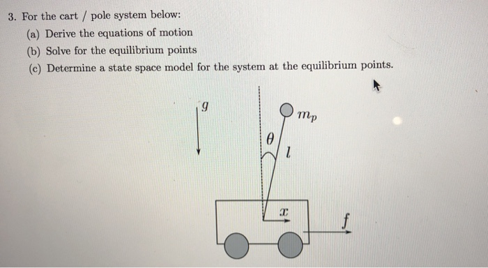 Solved 3. For the cart / pole system below: (a) Derive the | Chegg.com