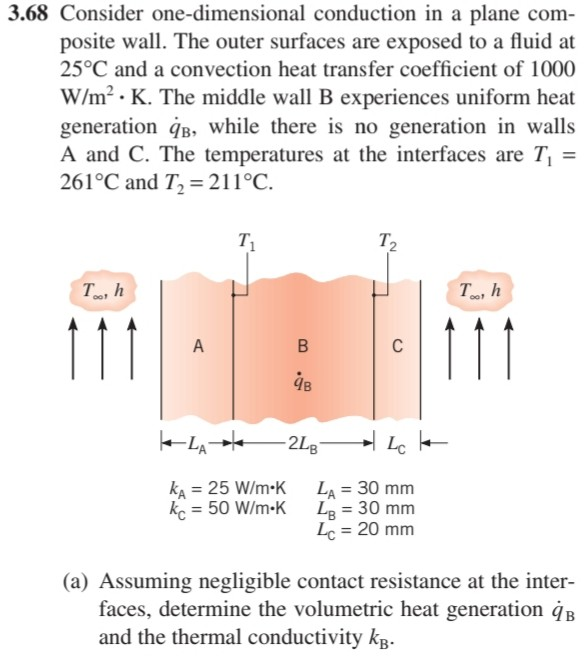 Solved 3.68 Consider one-dimensional conduction in a plane | Chegg.com