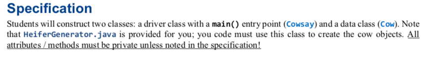 Solved Specification Students will construct two classes: a | Chegg.com