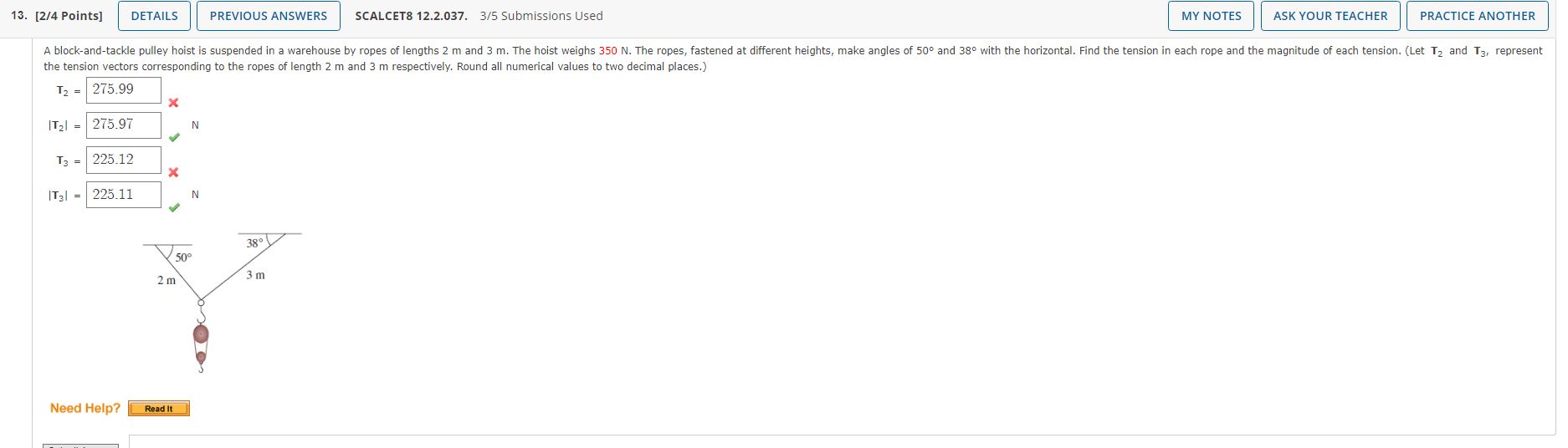 Solved the tension vectors corresponding to the ropes of | Chegg.com