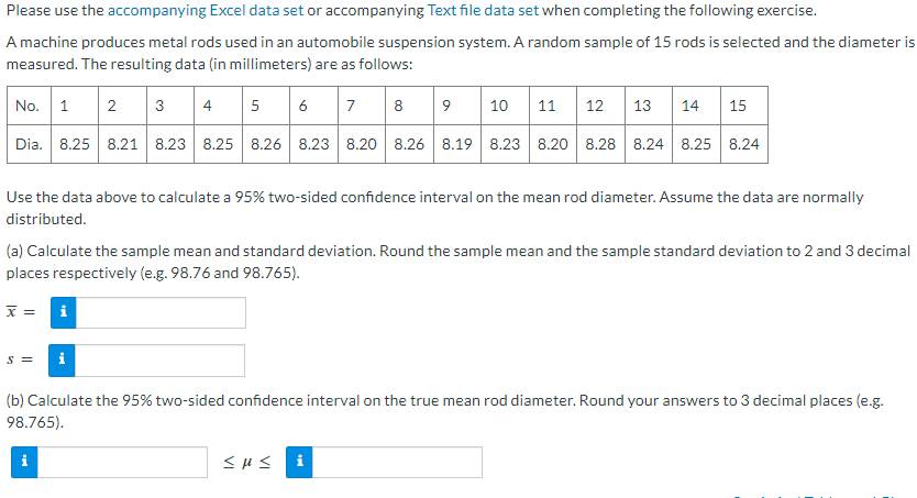 Solved Please use the accompanying Excel data set or | Chegg.com