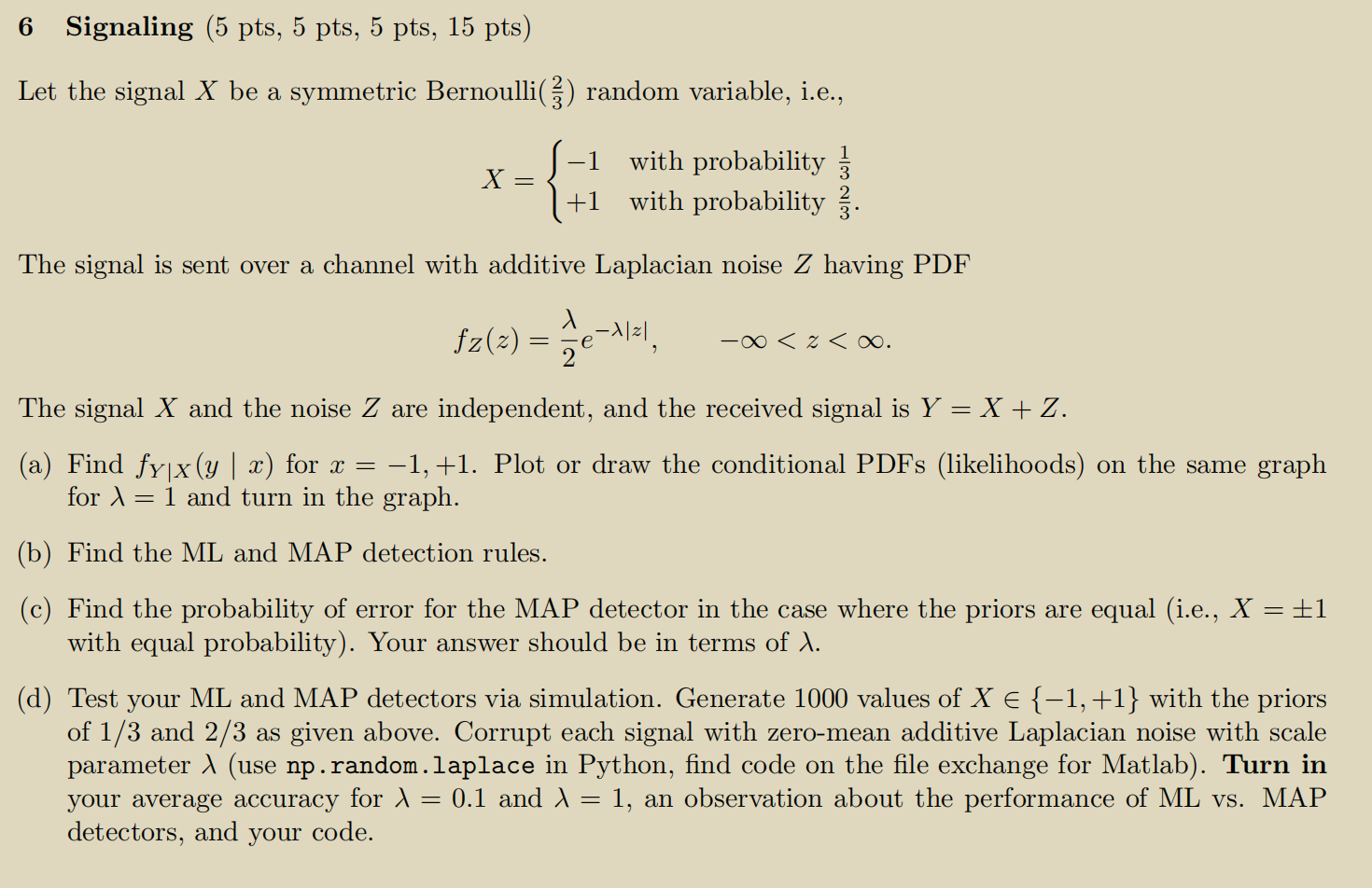 Solved Let the signal X be a symmetric Bernoulli(32) random | Chegg.com