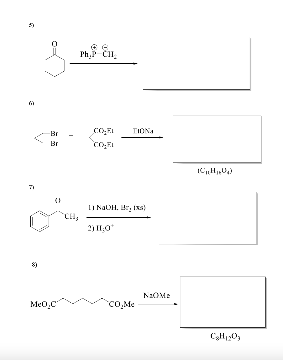 Solved 5) + Θ Ph3P-CH2 6) Br CO2Et EtoNa + Br CO2Et | Chegg.com