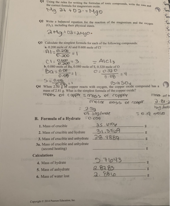 Solved Moles and Chemical Formulas 131 7. Percent water | Chegg.com Solved Moles and Chemical Formulas 131 7. Percent water | Chegg.com