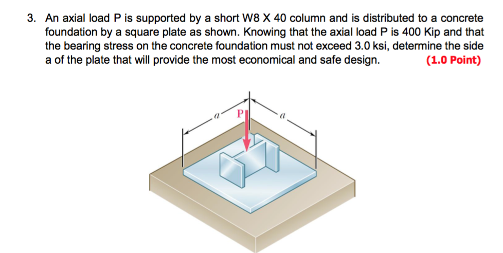 Solved 3. An axial load P is supported by a short W8 X 40 | Chegg.com