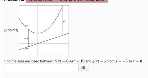 Solved (6 points) Find the area enclosed between f(x) 0.4x2 | Chegg.com