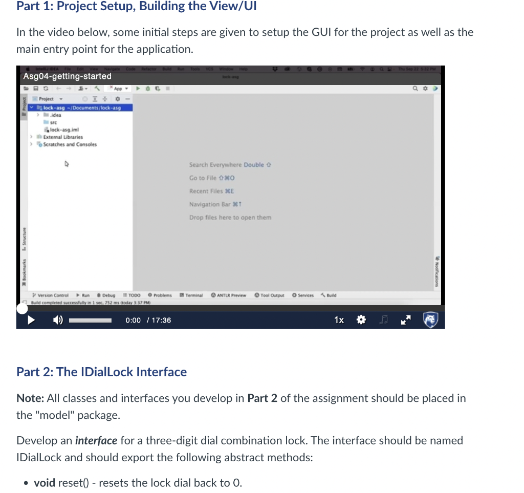 Part 1: Project Setup, Building the View/UI In the | Chegg.com