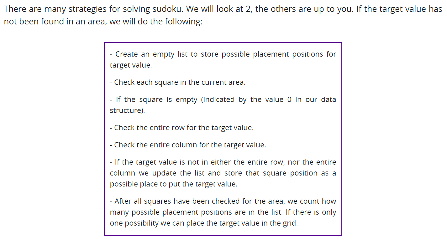 Solved There are many strategies for solving sudoku. We will | Chegg.com