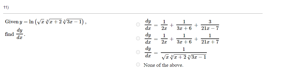 Solved Given y=ln(x3x+273x−1) find dxdy | Chegg.com
