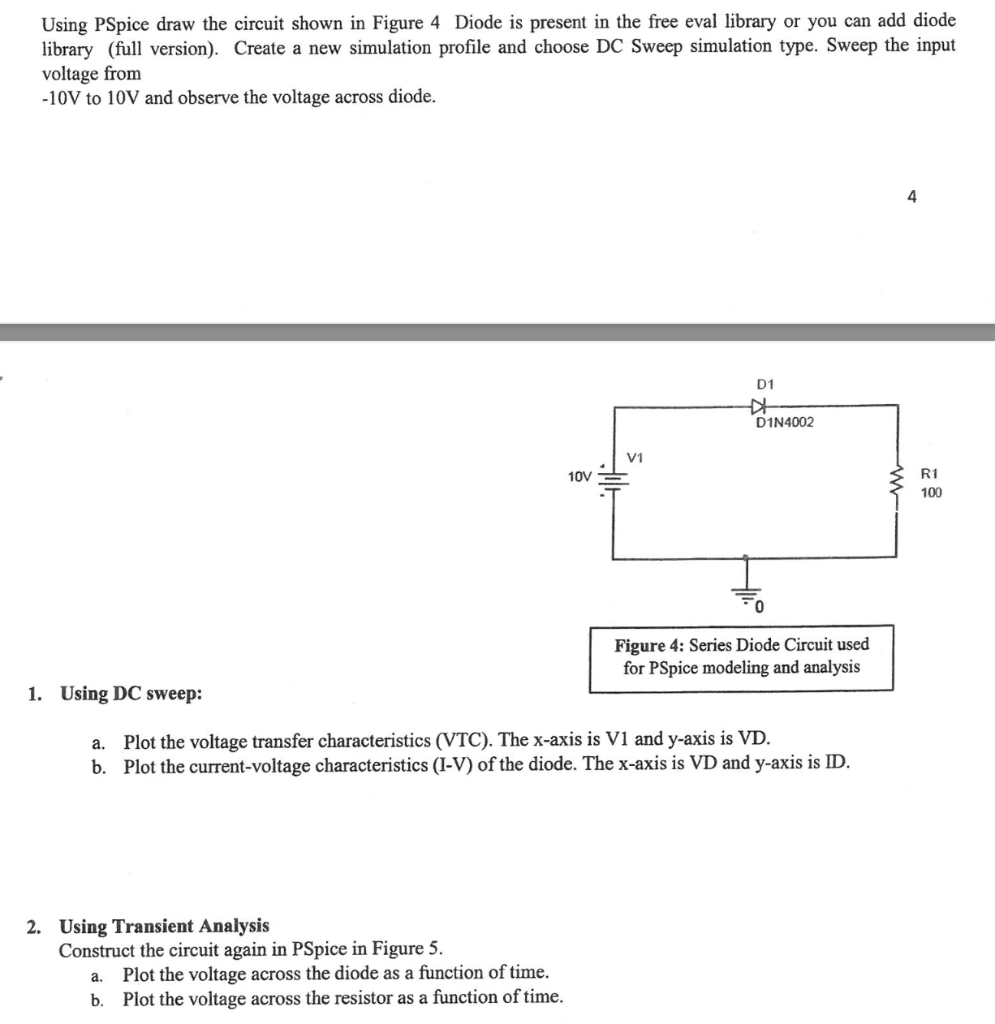 Solved Using PSpice draw the circuit shown in Figure 4 Diode | Chegg.com