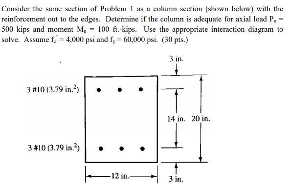 Solved Consider the same section of Problem 1 as a column | Chegg.com